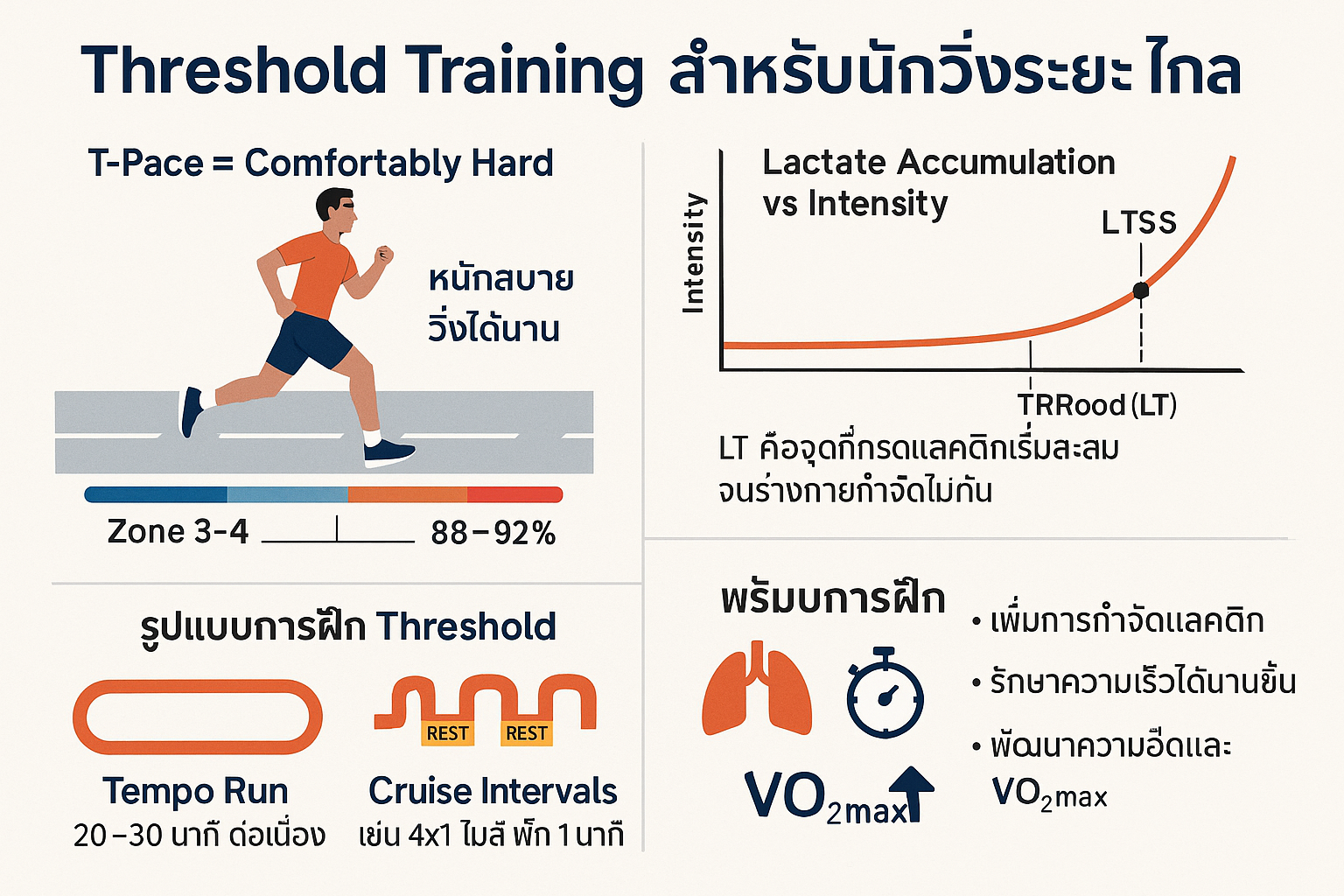 การฝึกซ้อมที่ระดับเธรชโฮลด์ (Threshold Training หรือ T-pace ...